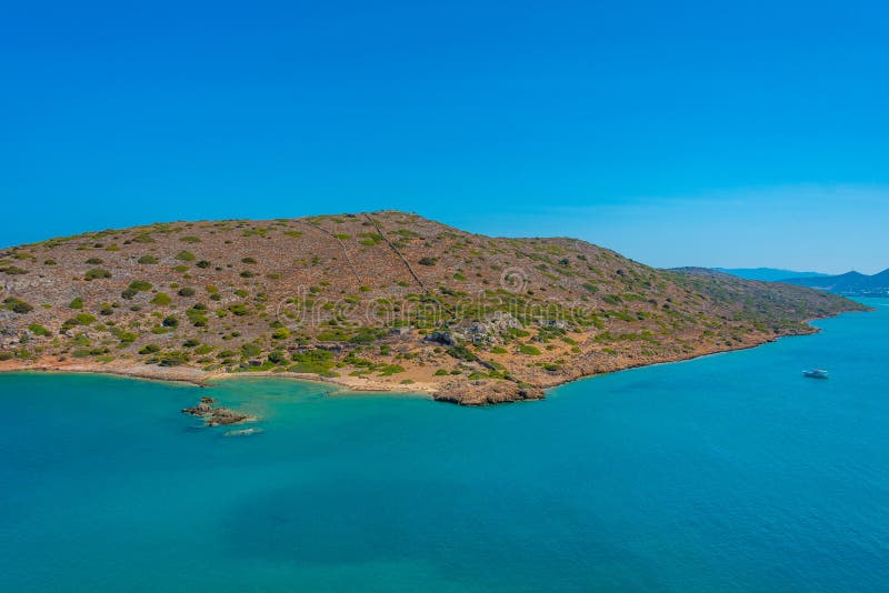 Spinalonga Peninsula at Greek Island Crete Stock Photo - Image of ruins ...