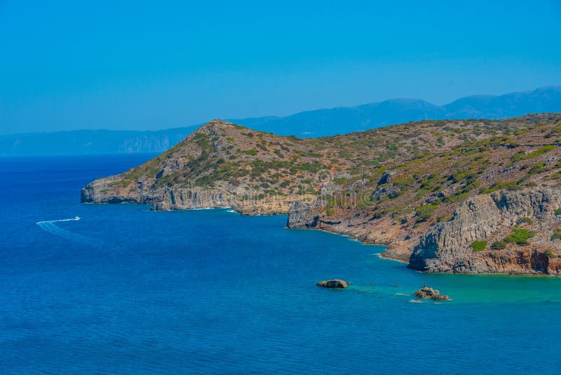 Spinalonga Peninsula at Greek Island Crete Stock Image - Image of ...
