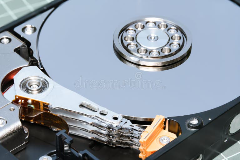 Spindle and Plate Opened Hard Disk Drive HDD. Stock Image - Image of ...