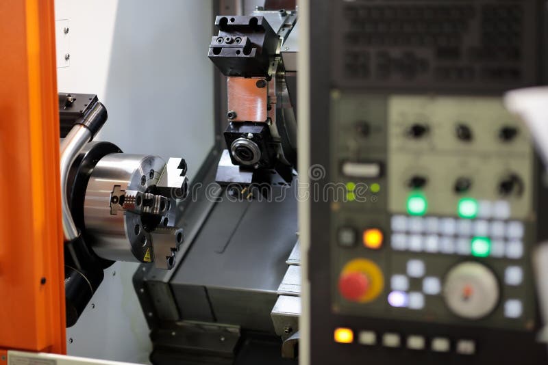 Spindle and Turret Head of CNC Lathe Machine Stock Photo - Image of ...