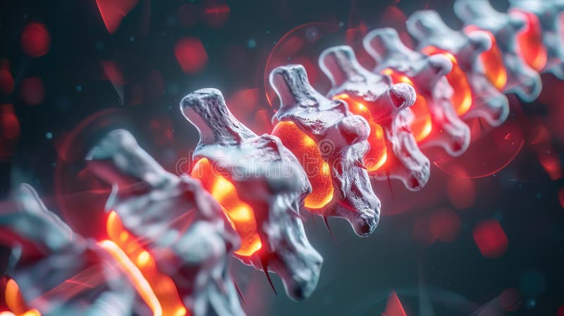 A Spine with Glowing Discs Representing Chronic Debilitating Back Pain ...