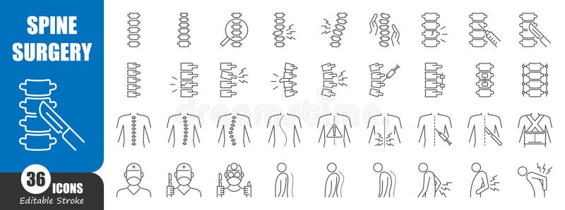 Spine Surgery Thin Line Icon . Editable Stroke Stock Illustration ...