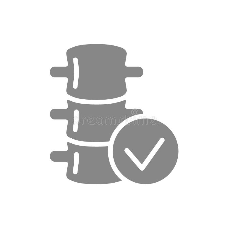 Spine with Tick Checkmark Grey Icon. Backbone Symbol Stock Vector ...