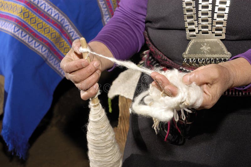 Hands Spinning Sheep S Wool Stock Image - Image of fabric, artisanal ...