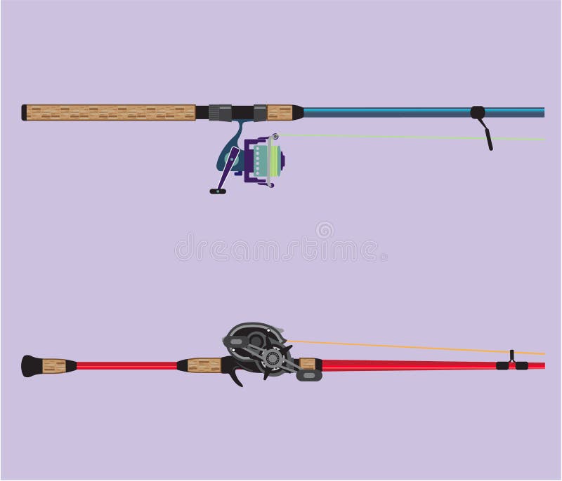 Diagram of Spinning Rod and Baitcasting Rod Vector Illustration Stock ...