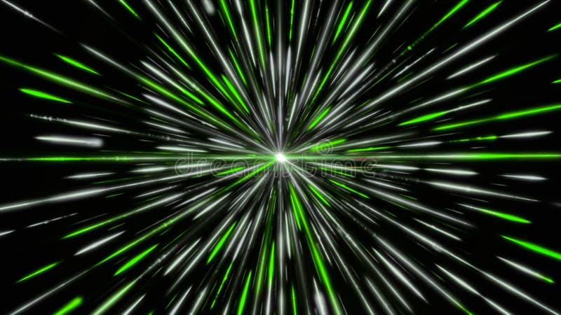 Spinning Beautiful White and Green Glowing Laser Beams Around the ...