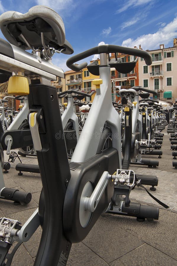 Spinning bikes stock photo. Image of equipment, gymnastics - 27414072
