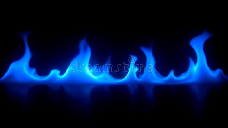 Burning Blue Flame Lightning Shape on Black Background Stock Footage ...