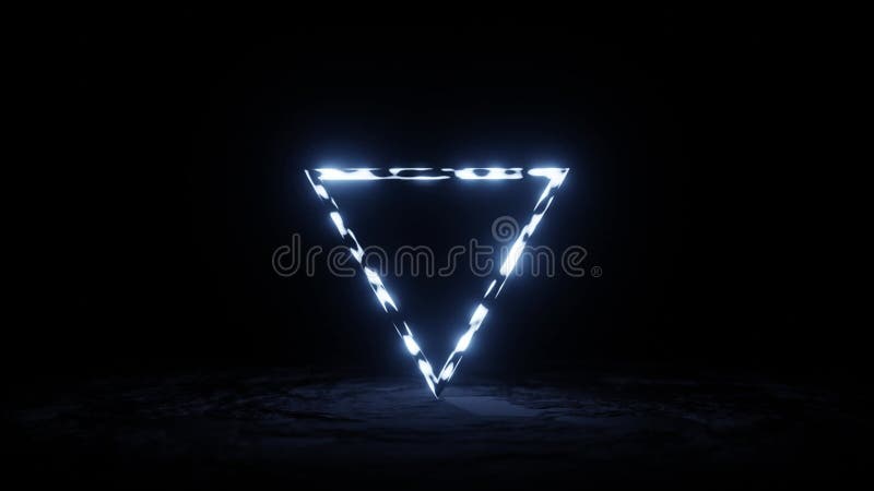 Spinning Blue Neon Triangle Pulsing Smoothly on Dark Background Loop ...