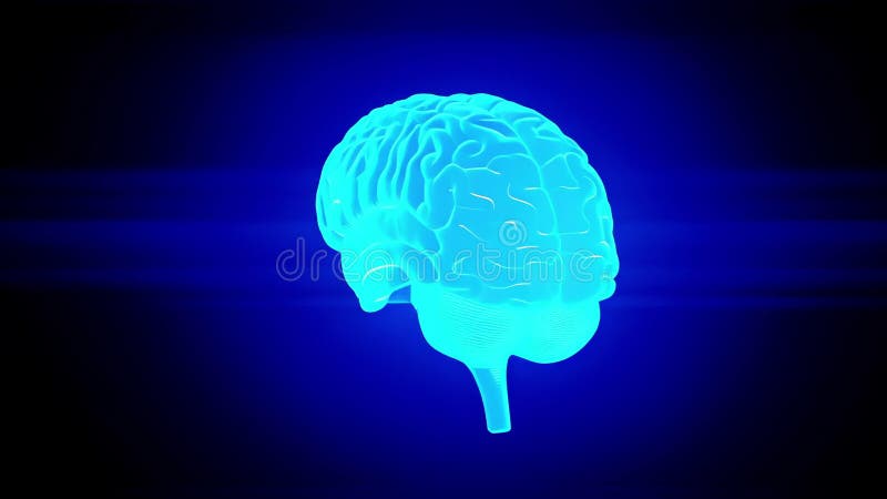 Spinning Brain with Active Neurons Glowing Light Energy Network ...