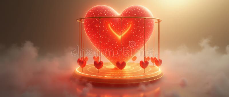 A Spinning Carousel in the Shape of a Glowing Red Heart with Tiny Heart ...
