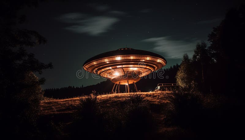 Spinning Circle of Light Illuminates Dark Night Outdoors Generated by ...