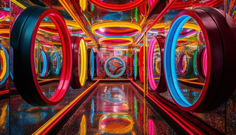 Spinning Circle of Vibrant Colors Illuminates Modern Machinery ...