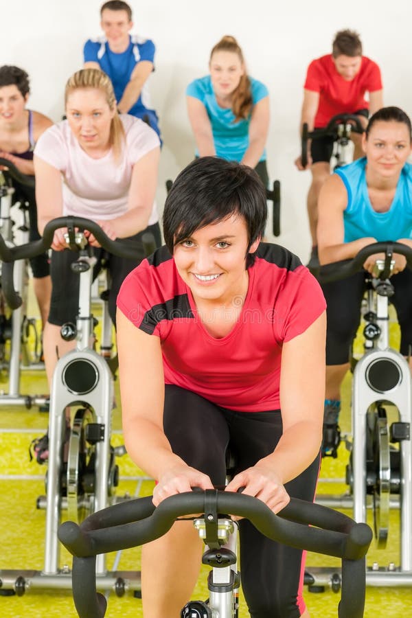 Spinning Class Sport People Exercise at Gym Stock Photo - Image of ...
