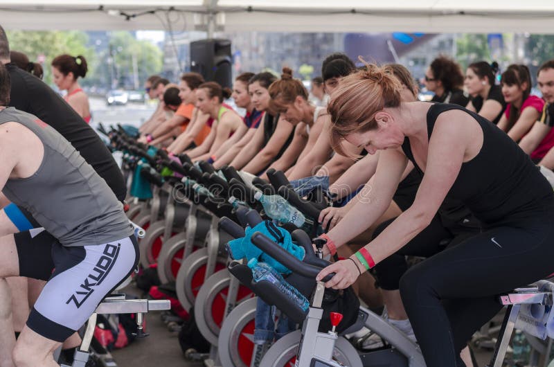 Beautiful Womans at Spinning Class Editorial Stock Photo - Image of ...