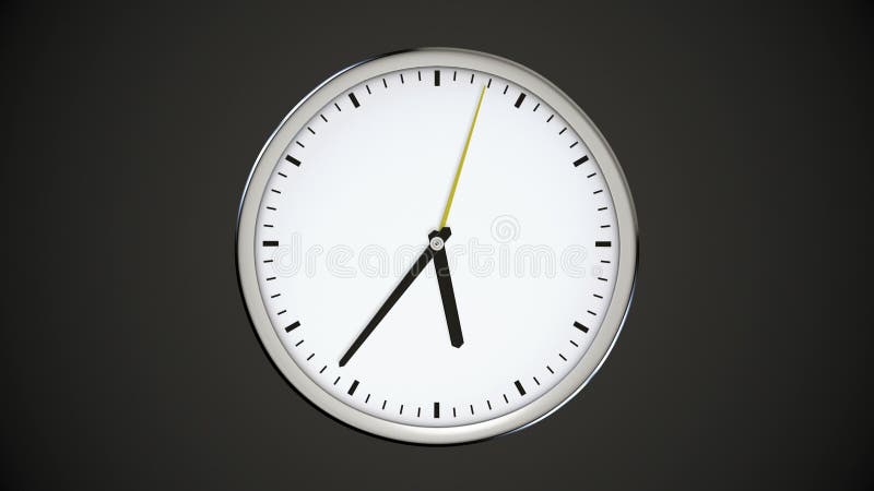 Spinning Clock with Clock Hands Showing Minutes, Hours and Seconds ...