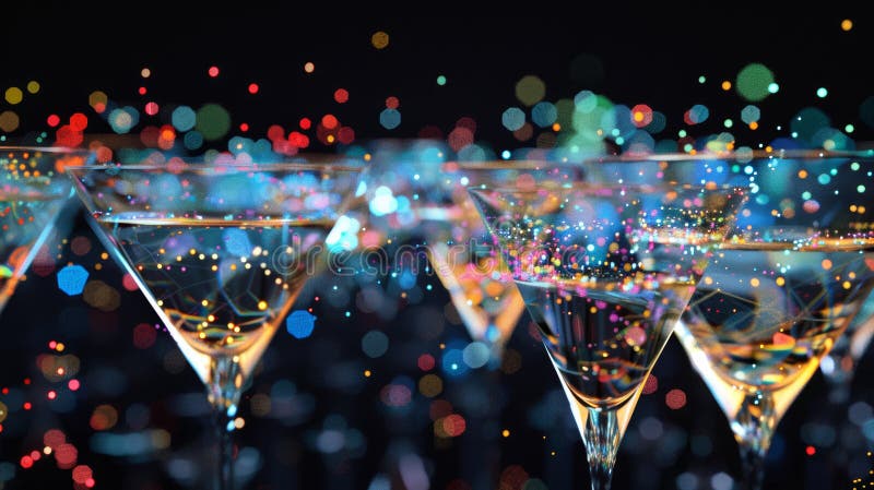 Spinning Cocktail Glasses Forming a Constellation Stock Illustration ...