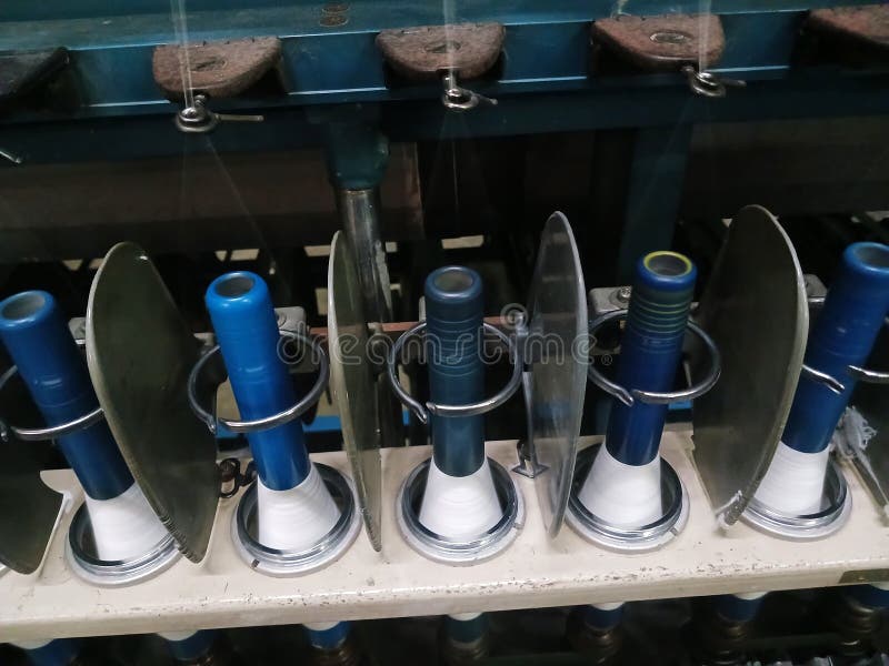 Spinning Cotton into Yarn in a Factory. Process Cotton into Thread ...