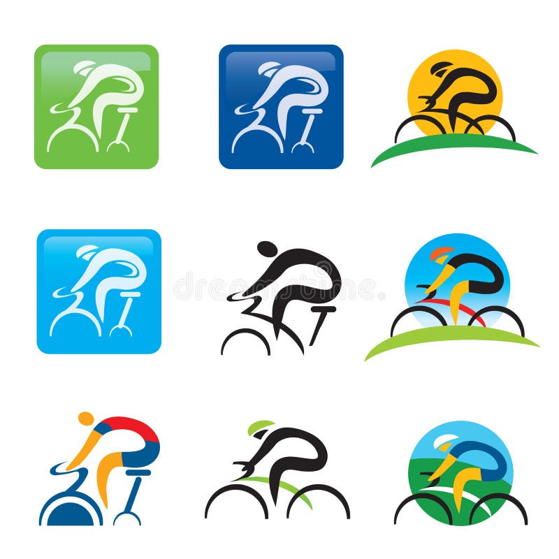 Spinning Cycling Icons Buttons. Stock Vector - Illustration of logo ...