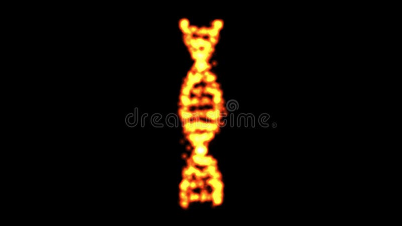 Spinning 3d DNA Symbol with Fire Particles on Plain Black Background ...