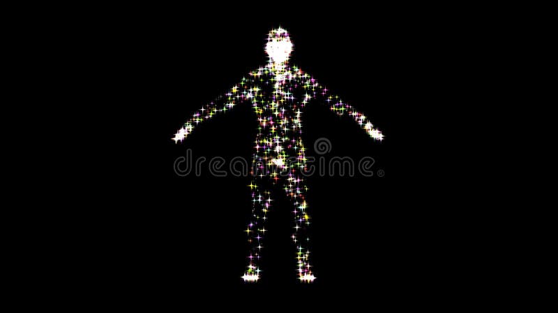 Spinning 3d Human Brain with Colorful Pixel Particles on Plain Black ...