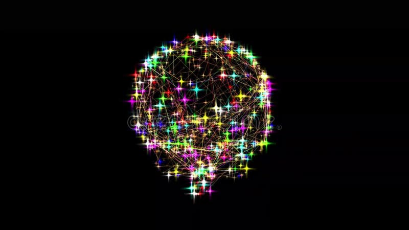 Spinning 3d Human Brain with Colorful Glitter Sparkles on Plain Black ...
