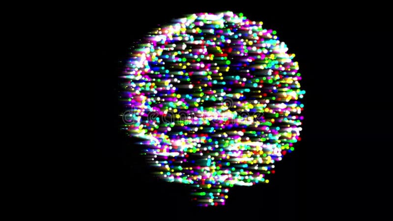 Spinning 3d Human Brain with Magic Colorful Particles on Plain Black ...