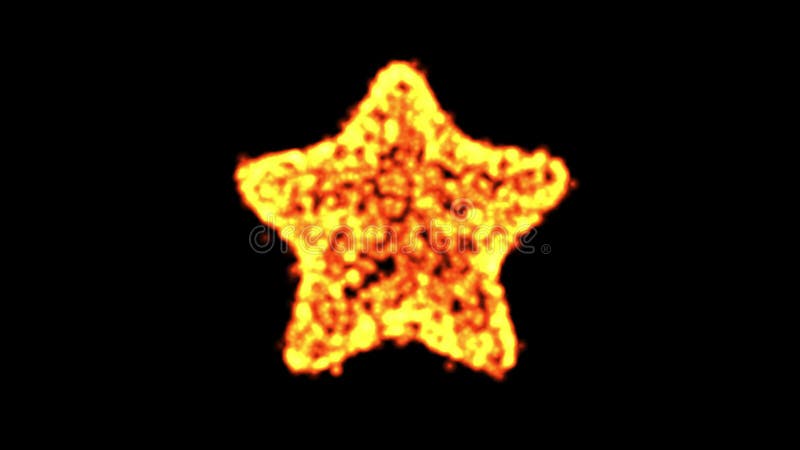 Spinning 3d Star with Fire Particles on Plain Black Background Stock ...