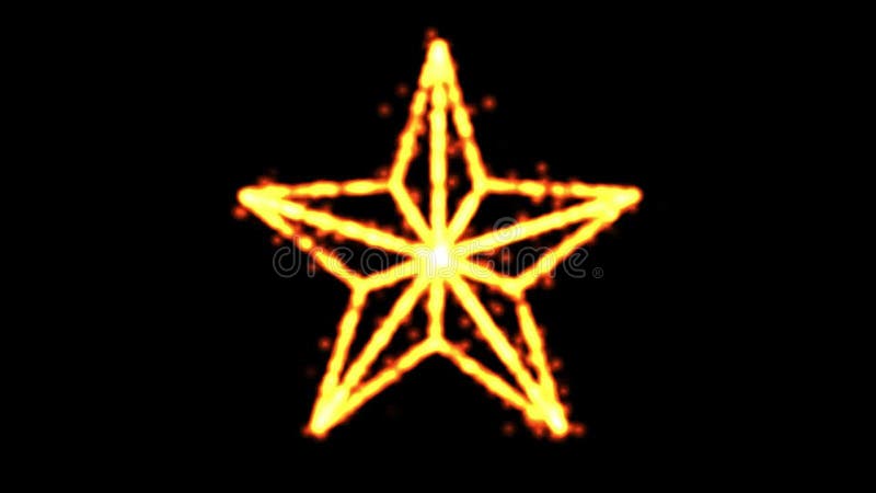 Spinning 3d Star Shape with Fire Particles on Plain Black Background ...