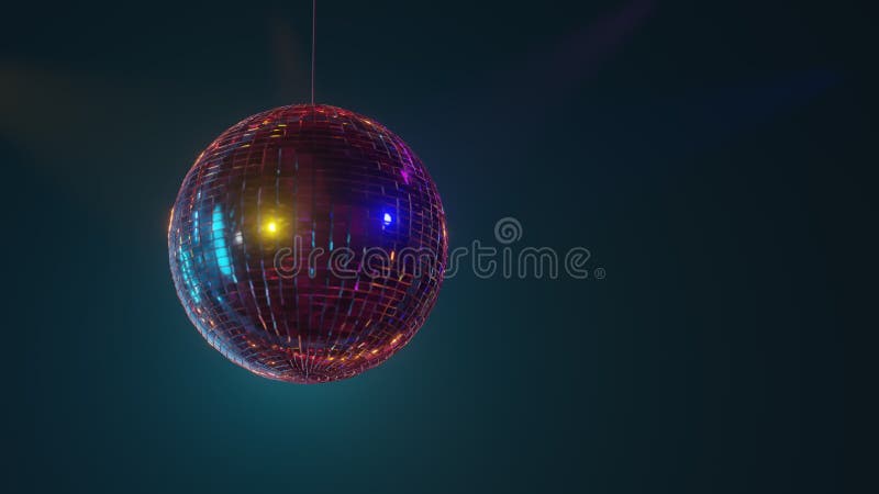 Spinning Disco Ball, Colorful Light and Reflection. 3d Render Seamless ...