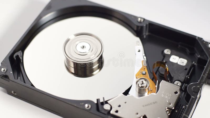 Spinning Disk Drive with Pin Head Reader Reading Data Stock Video ...