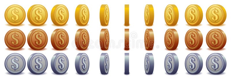 Spinning Coins Animation for Game Stock Vector - Illustration of ...
