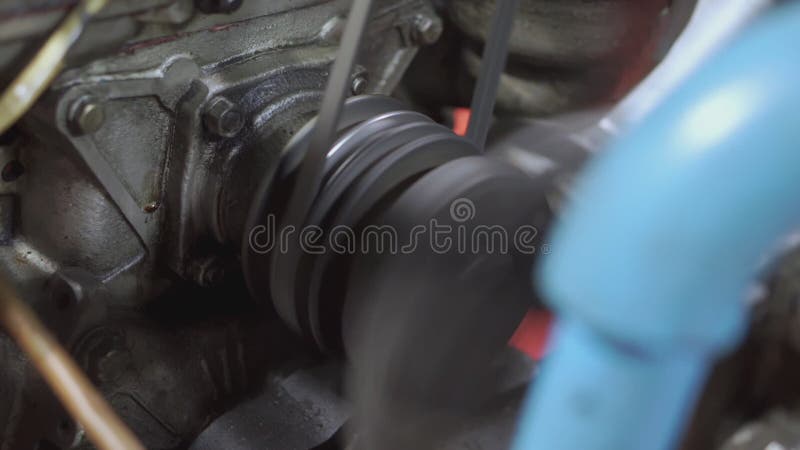 The Spinning Engine Part is a Close-up of a Small Ship. CLIP Stock ...