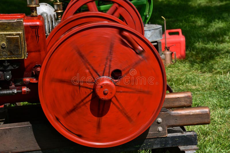 Spinning Flywheel of an Old Gas Engine Stock Photo - Image of machine ...