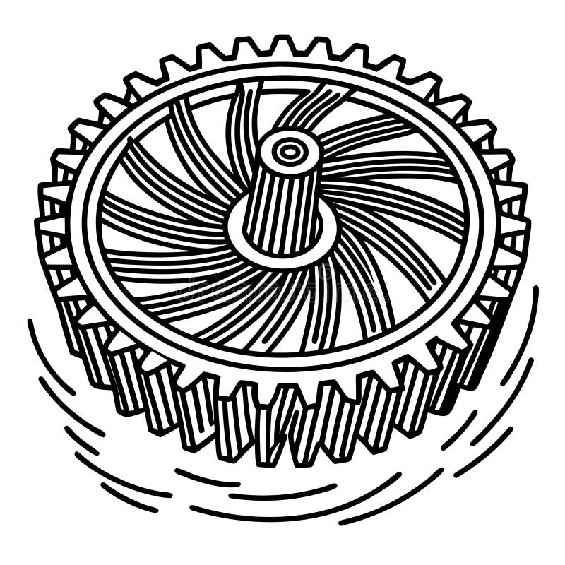 Spinning Gear Illustration Mechanical Rotation, Engineering Design ...