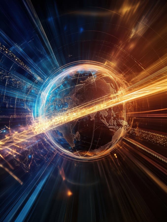 Globe Spinning with Glowing Contours Highlights Global Connectivity and ...