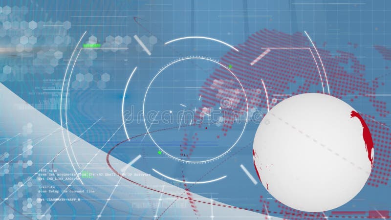 Spinning Globe and Network of Connections Against World Map and ...