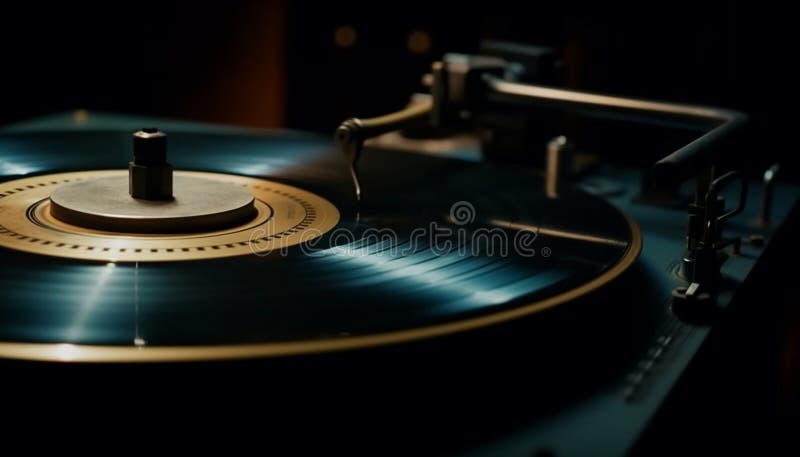 Spinning Grooved Disk, Old Fashioned Audio Equipment Generated by AI ...