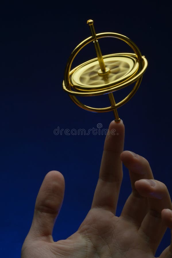 Spinning Gyroscope Balanced in Man S Palm Stock Image - Image of ...