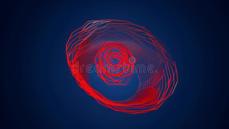 A Spinning Holographic Wireframe of a Red Rose Set Against a Dark Blue ...