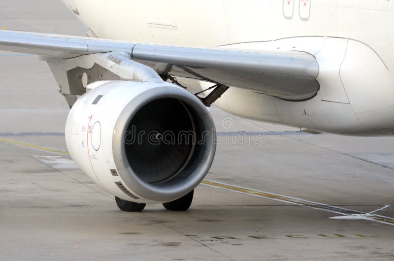 Close-Up of Jet Engine Attached To Airplane Wing Stock Image - Image of ...