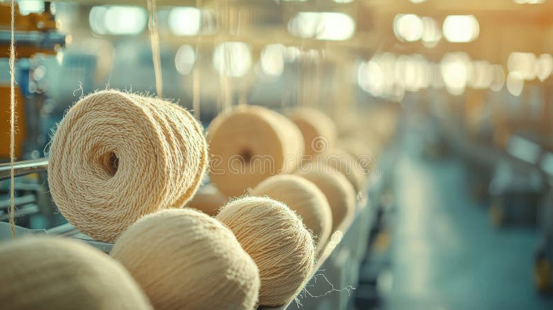 A Spinning Machine in a Textile Mill is Showing Yarn Spools Stock Photo ...