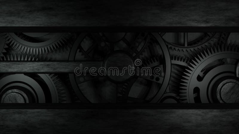 Spinning Mechanical Cog Wheel Gear on Dark Background in 3D Animation ...