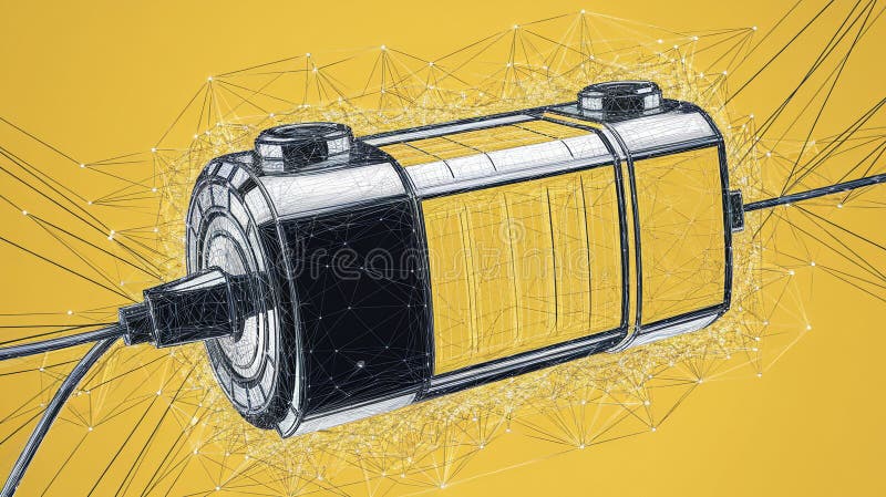 Spinning Metallic Motor with Digital Network Patterns Stock ...