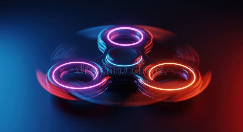 Spinning Neon Spinner with Bright Lights and Motion Blur Stock ...