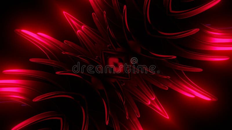 Spinning Object with Neon Thorns on a Black Background. Design ...