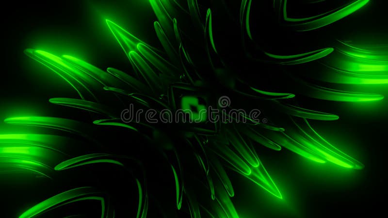 Spinning Object with Neon Thorns on a Black Background. Design ...