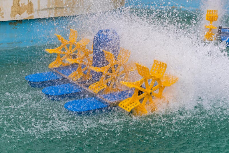 Rotating Paddle Wheels stock image. Image of splashing - 195999981