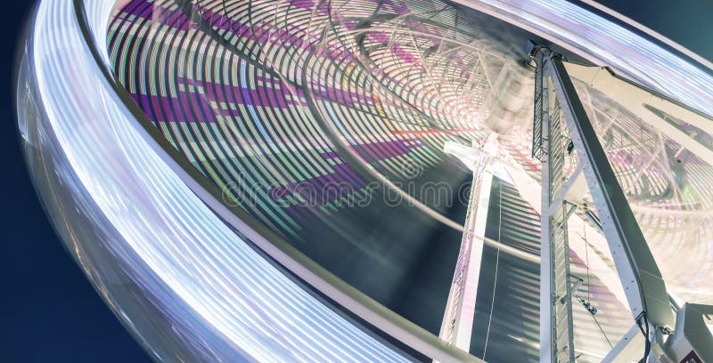 Spinning Panoramic Wheel. View at Night Stock Image - Image of tourism ...