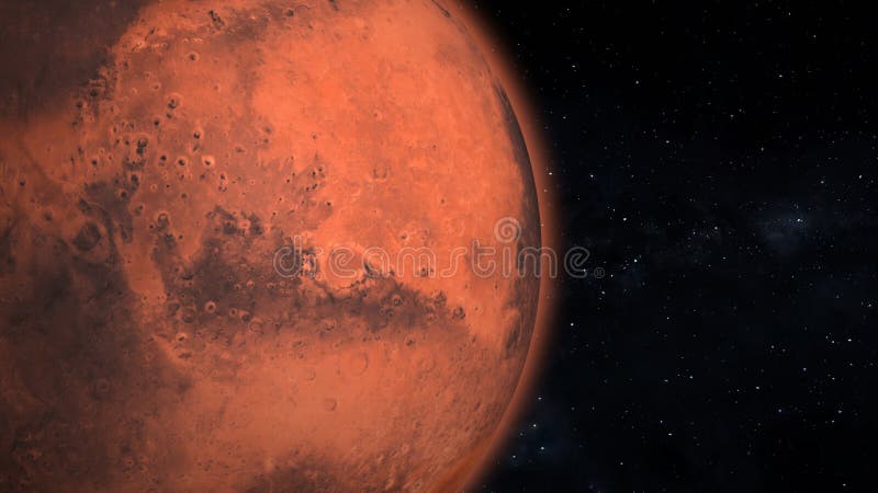 Spinning Planet Mars Isolate on Dark. Front View of Mars Planet from ...